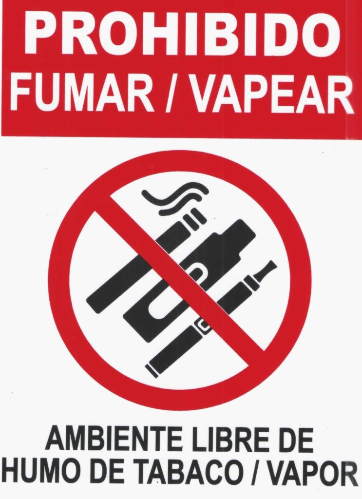 919. Rotulo Prohibido Fumar/Vapear Ambiente Libre de Humo 20x30cm ...
